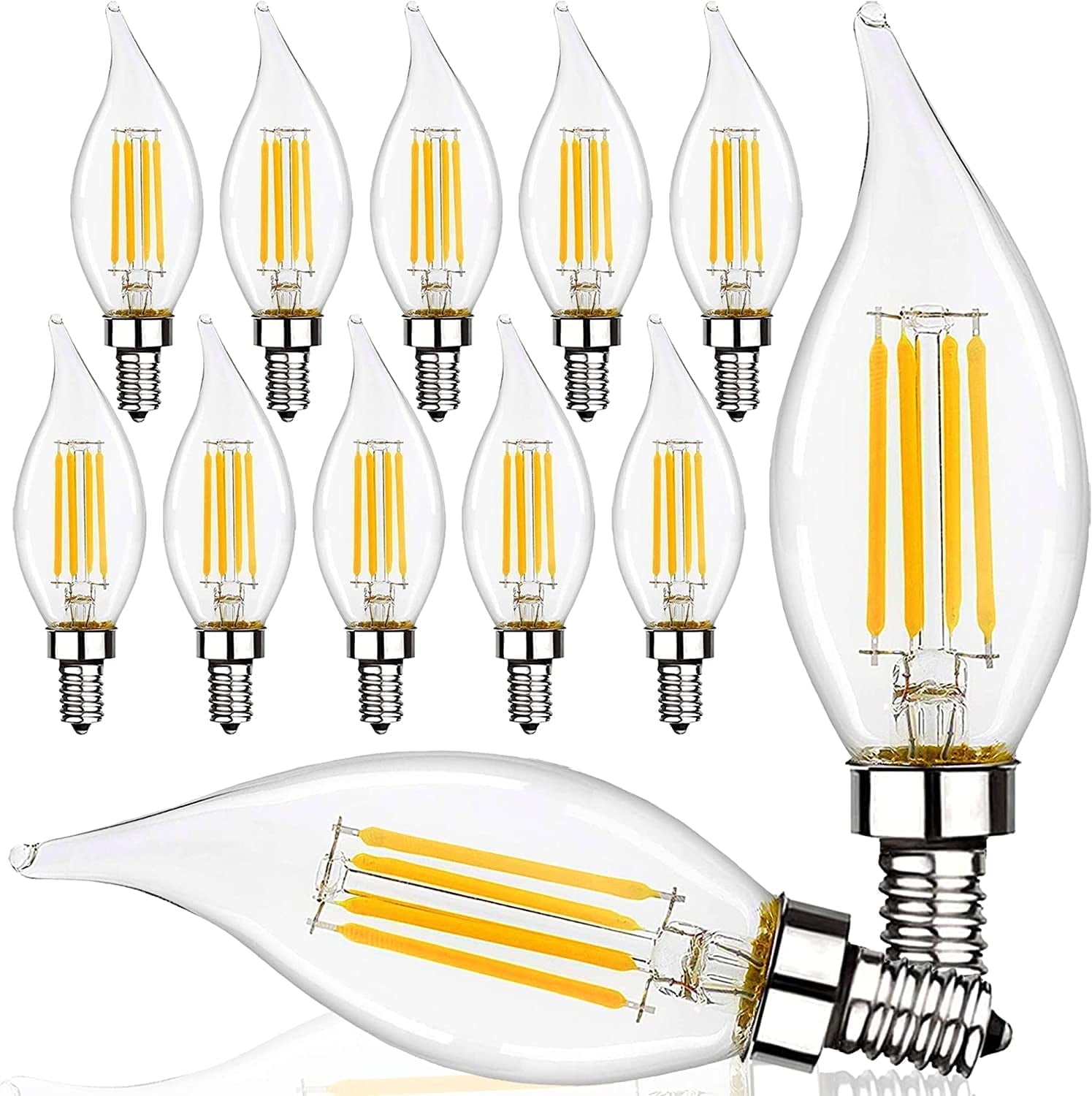 Xtricity LED Flame Tip Clear Filament Chandelier Light Bulb, E12, 5.5W ...