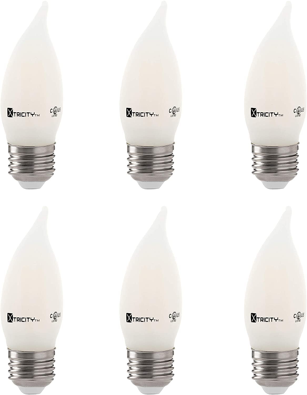 Xtricity LED Frosted Filament Chandelier Light Bulb, 6W(60W Eqv), 3000K ...