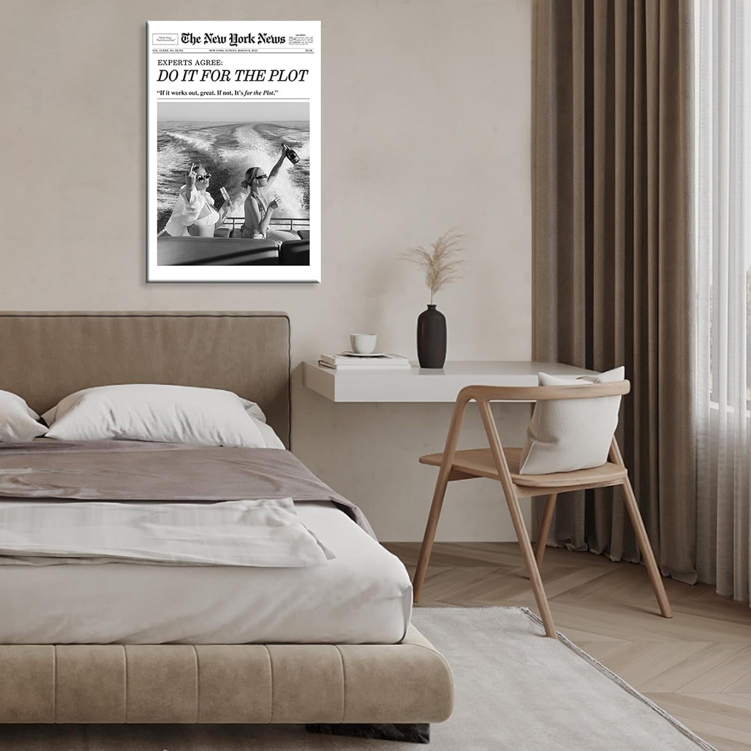 Xu Trendy Black And White Newspaper Poster Funky Girl Aesthetic Preppy ...