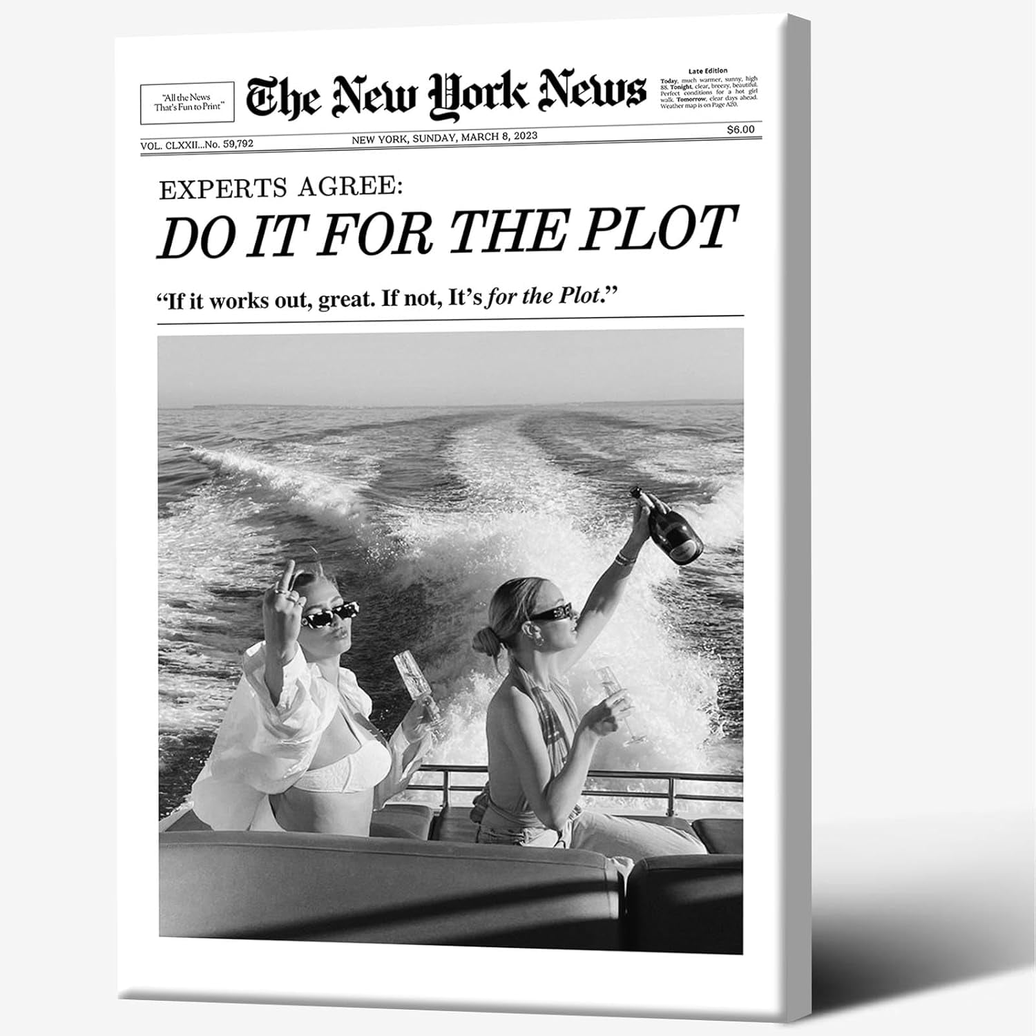 Xu Trendy Black And White Newspaper Poster Funky Girl Aesthetic Preppy ...