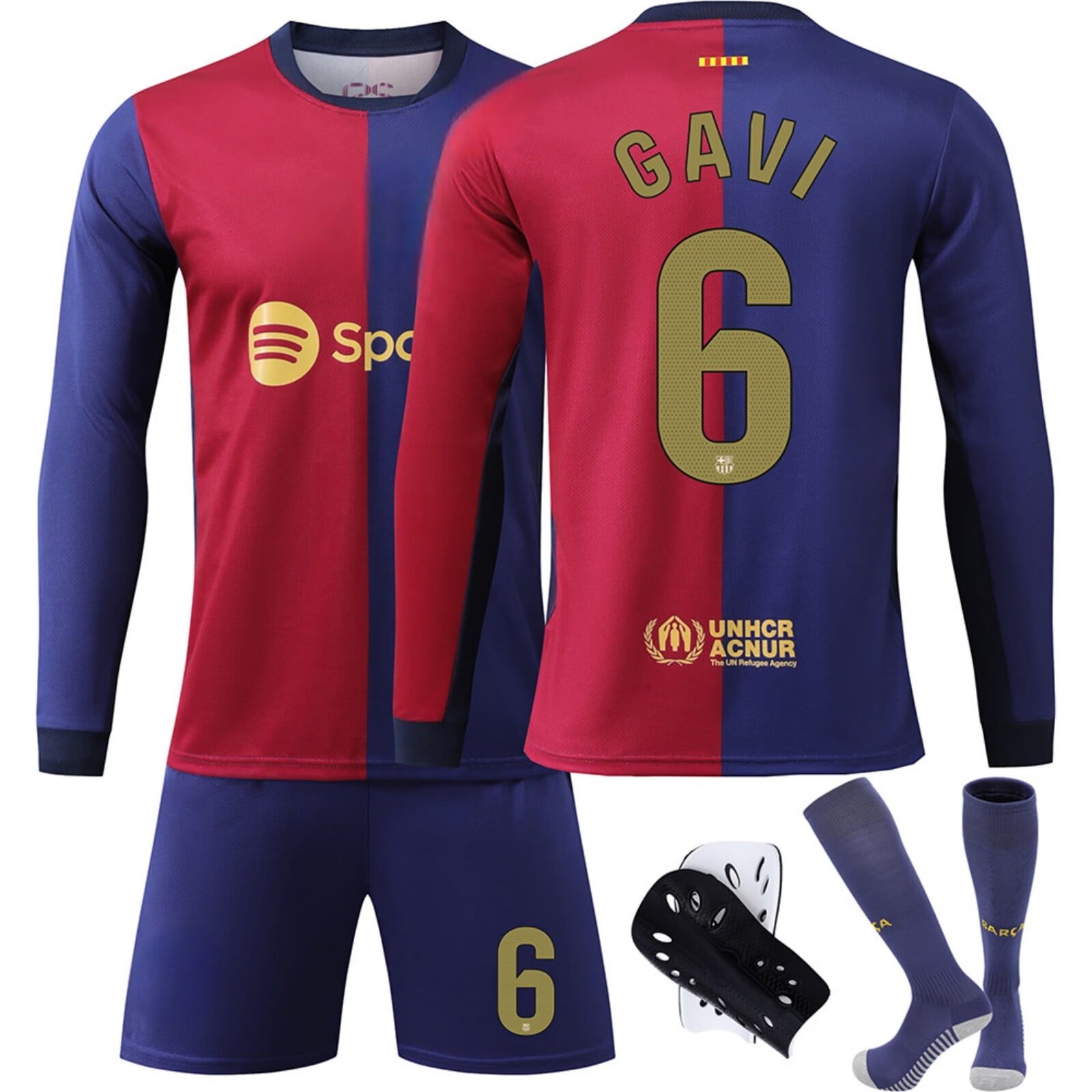 XuYi 2425 Soccer Jerseys Spain FC Home Game 4 Piece Set, Number #6 Soft ...