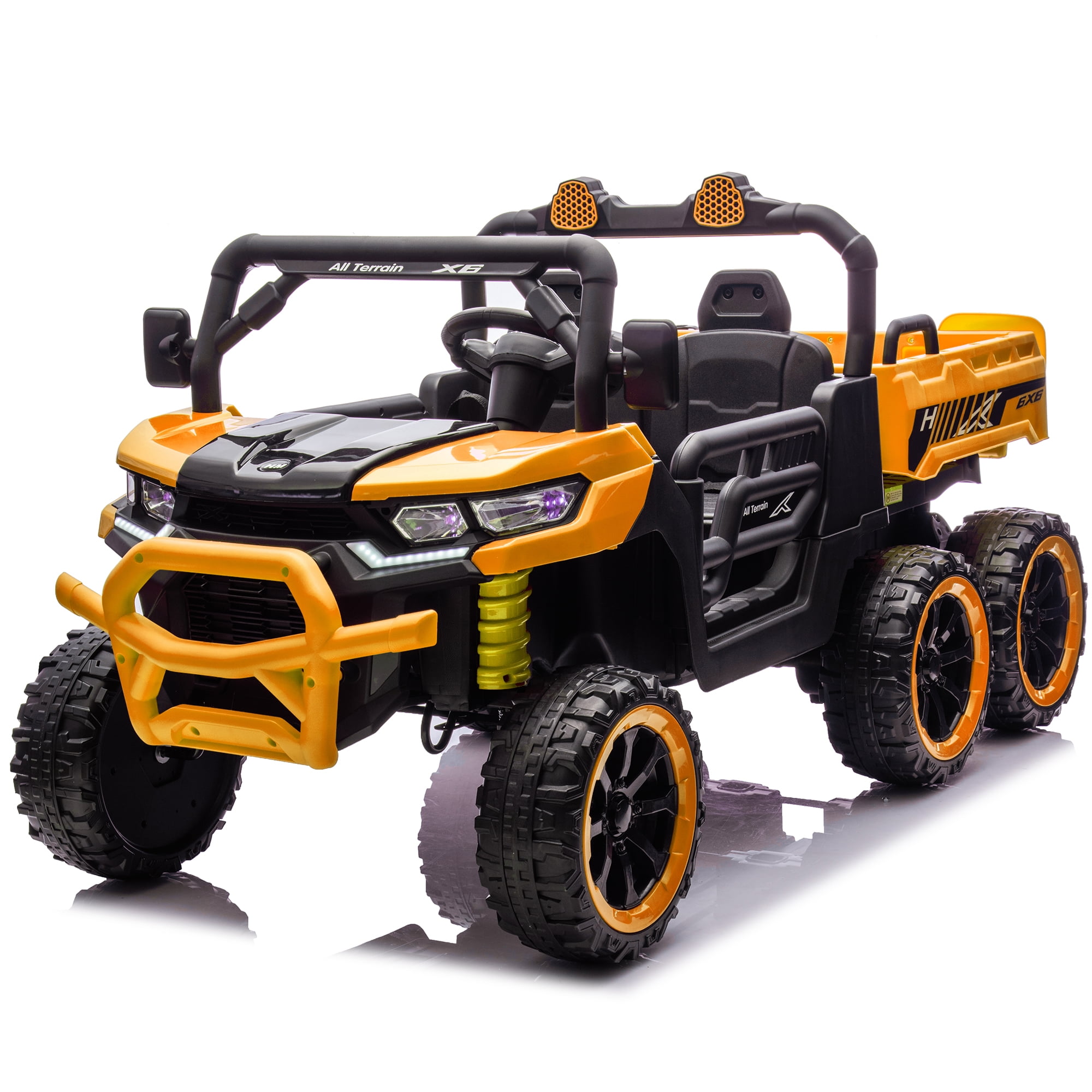 Xuanlur 24V 2 Seater 6 Wheels 4WD UTV with EVA Tires, Bluetooth, Remote ...