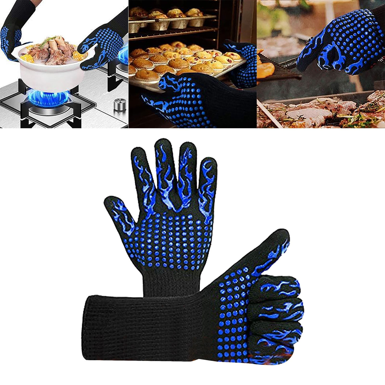 Xubond BBQ Barbecue Gloves Flame Retardant Fireproof And High ...