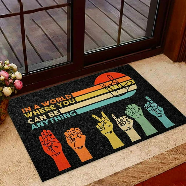 Xubond Carpet, Fun Sign Language Gesture Floor Mat Welcome Door ...