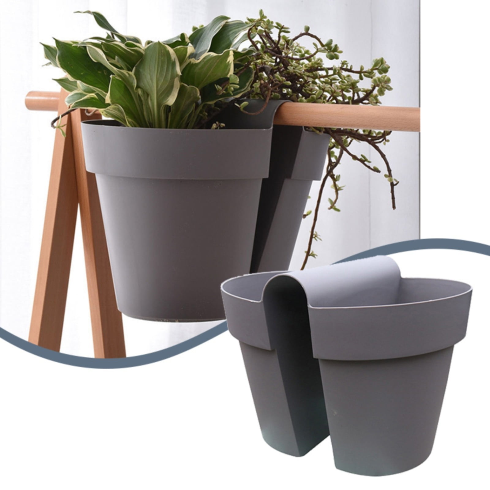 Xubond Garden Tools, Double Hanging Rail Planter Flower Pot Plant ...