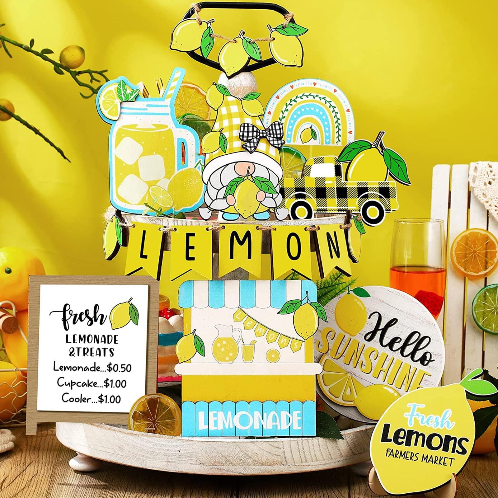 Xubond Home Decor, Lemon Theme Layered Tray Decoration Set Country ...