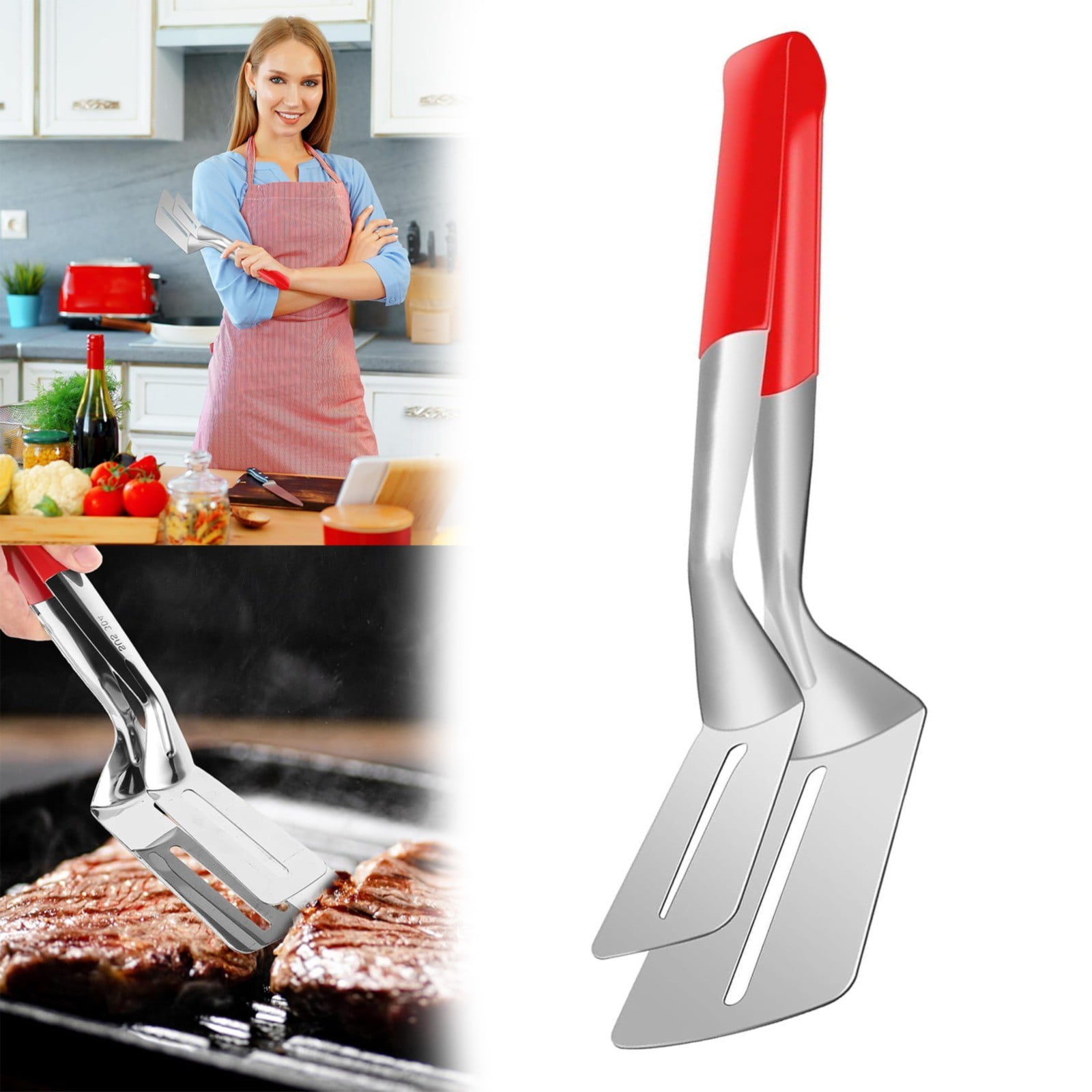 Xubond Kitchen Essentials, Stainless Multifunctional Fish Frying Clip ...