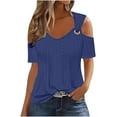Xuboway cold shoulder eyelet tops for women plus size sexy V Neck T ...
