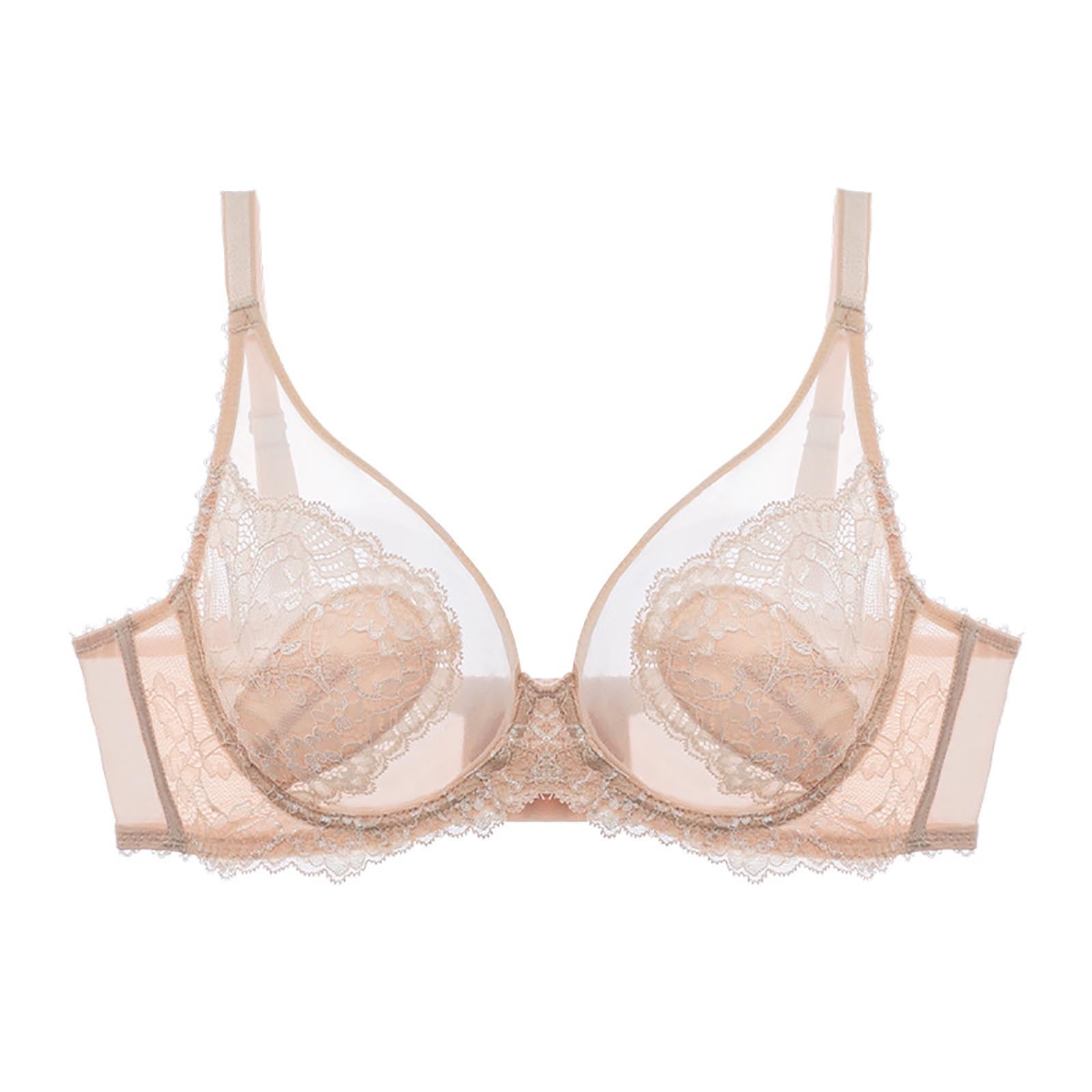 Xucatan 1 Pcs Women's Cozy Floral Embroidered Bra Sheer Balconette ...