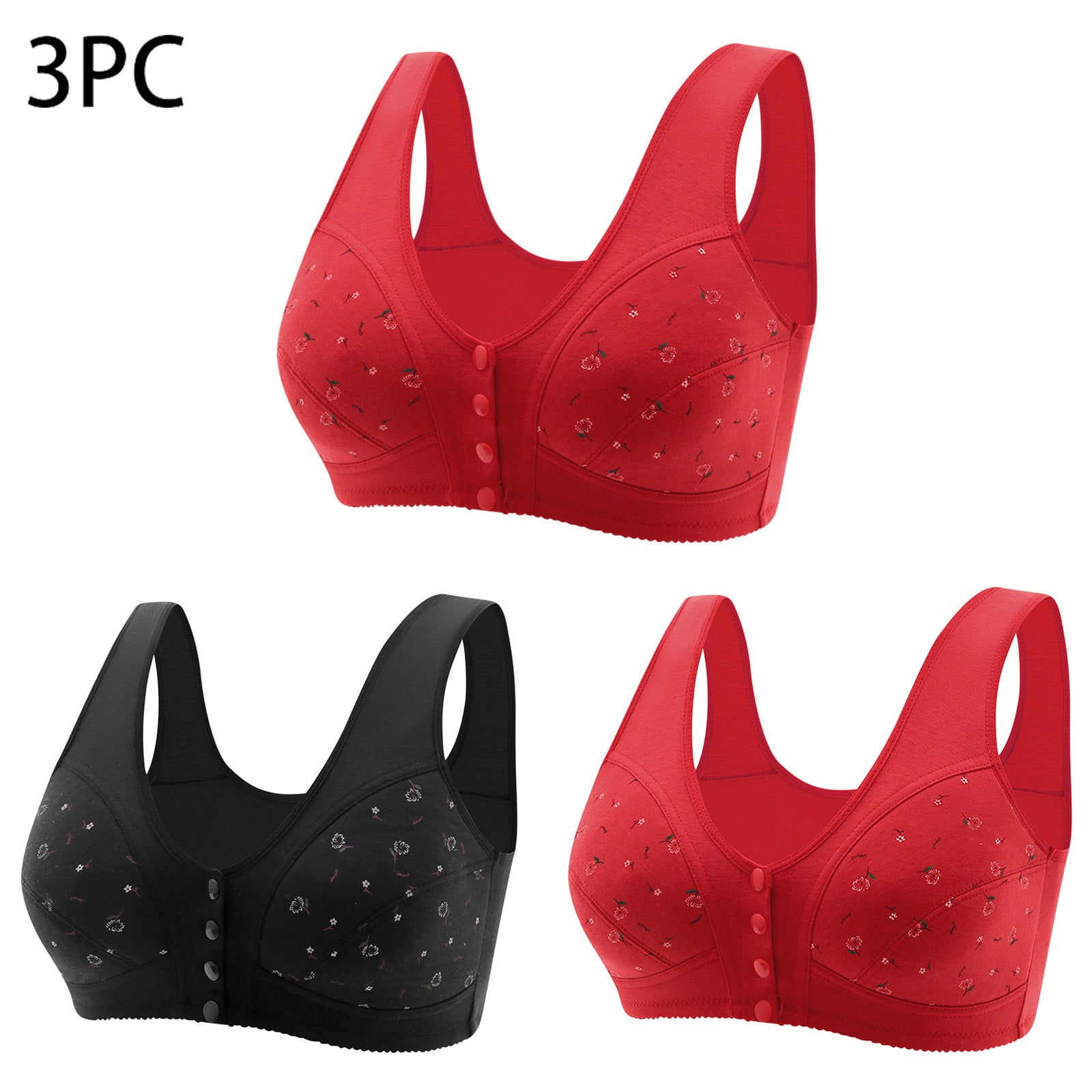 Xucatan 3PC Daisy Bras for Older Women, Comfortable Convenient ...