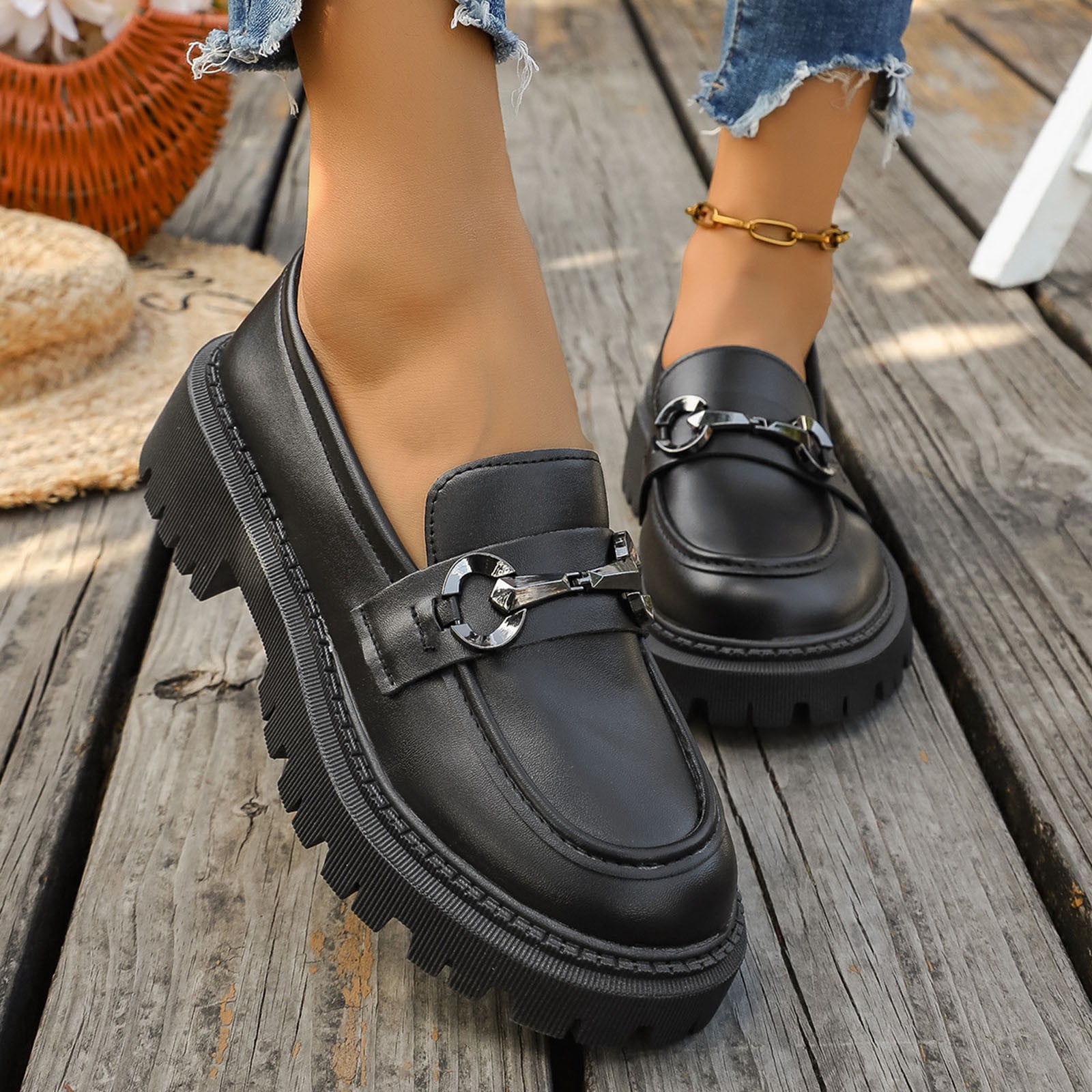 Xucatan Loafers for Women Platform Chunky Penny Loafer Slip On Casual ...