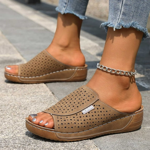 Xucatan Women's Orthopedic Platform Sandals Comfortable Slip-On Open ...