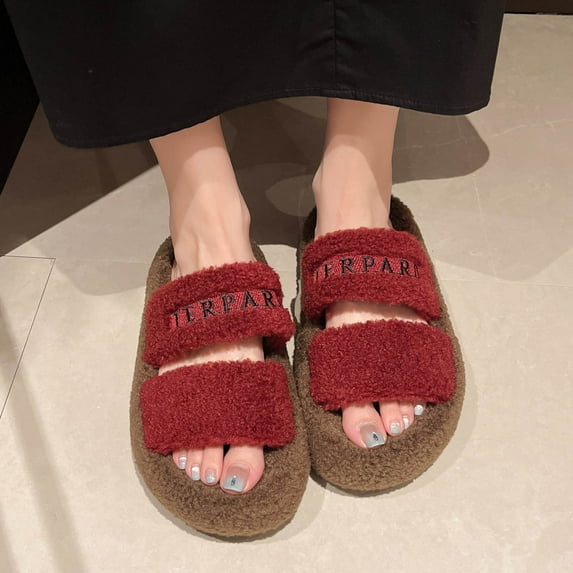 Xucatan Womens Fuzzy Open-toe Slippers Soft Comfy Memory Foam Indoor House Shoes Women's Home ...