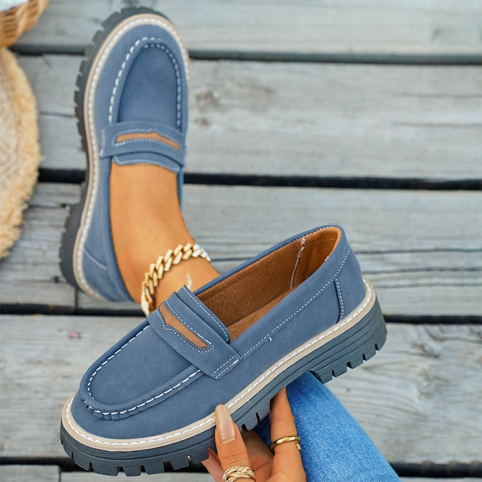 Xucatan Womens Loafers Shoes Platform Chunky Penny Loafer Lug Sole ...
