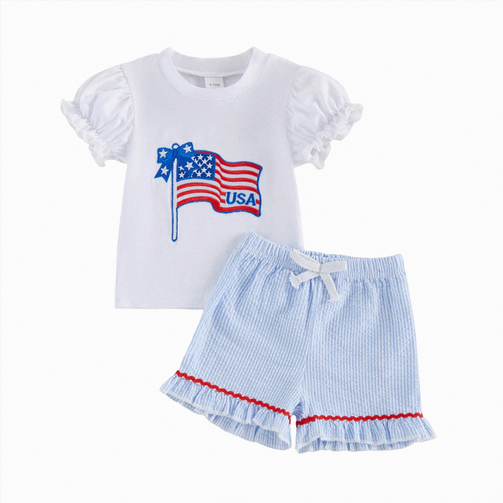 Xudanell Baby Girl Fourth of July Outfit T Shirt Elastic Shorts Set ...