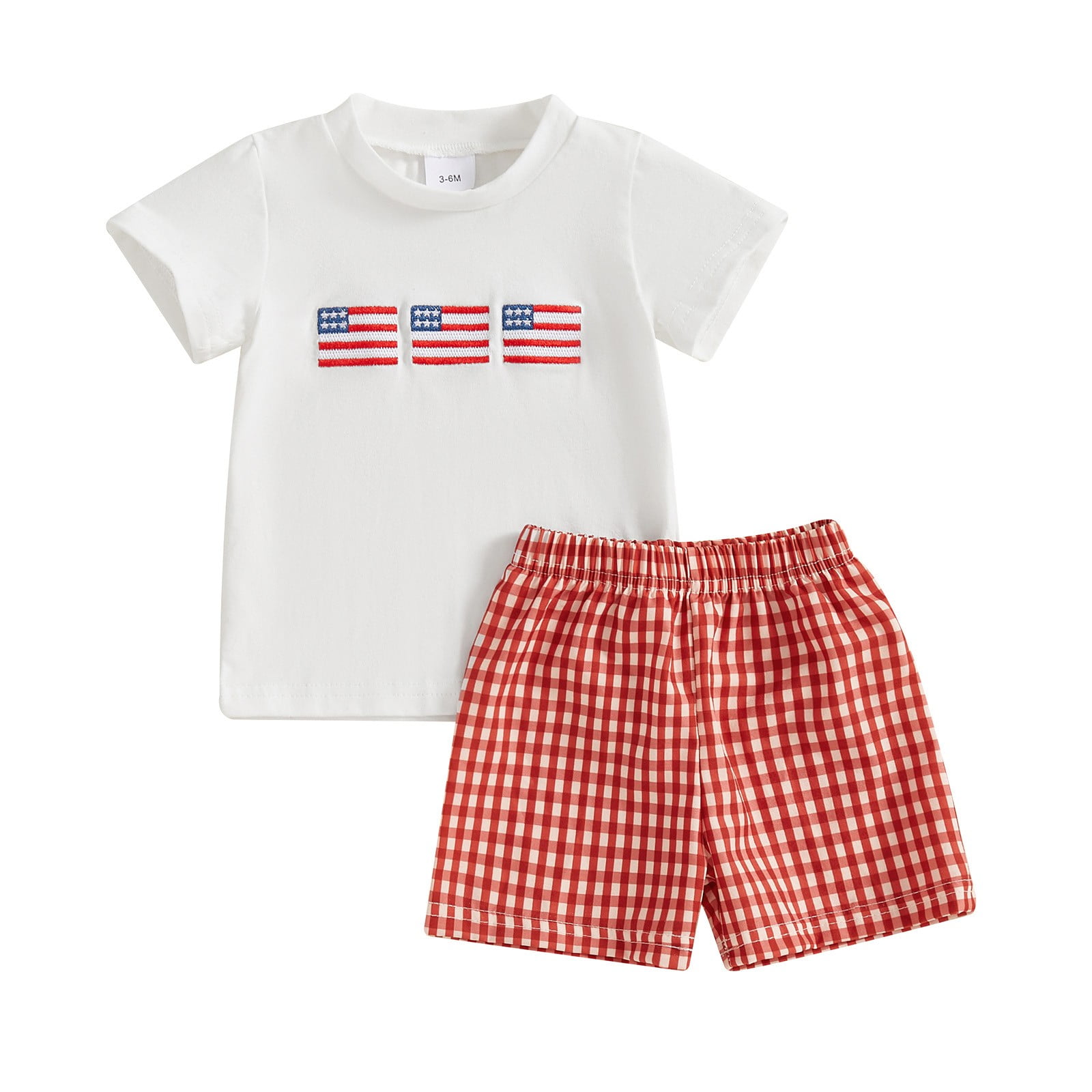 Xudanell Boy Baby Clothes Independence Day Flag Pattern Short Sleeved ...