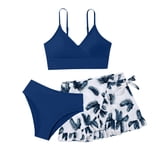 Xudanell Girls 3 Piece Swimsuits Bathing Suit Cute Ruffle Floral Print ...