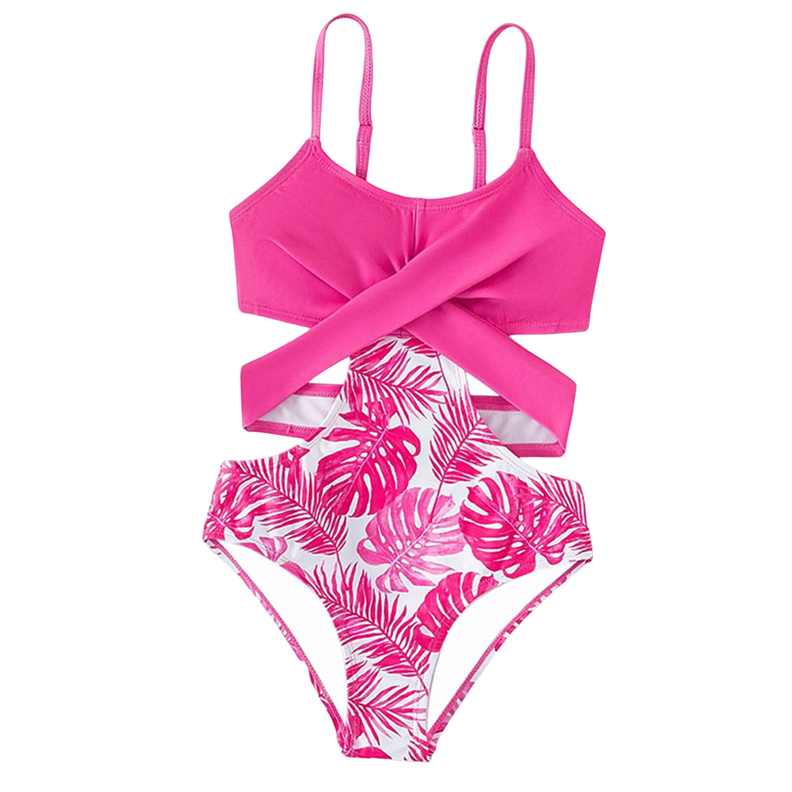 Xudanell Girls Swimsuit Cutout One-Piece Bathing Suit V-Neck Swimsuits ...