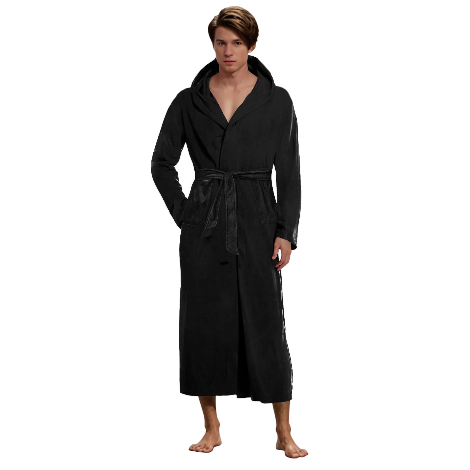 Xudanell Mens Robes Big and Tall with Hood Full Length Plush Long Robe ...