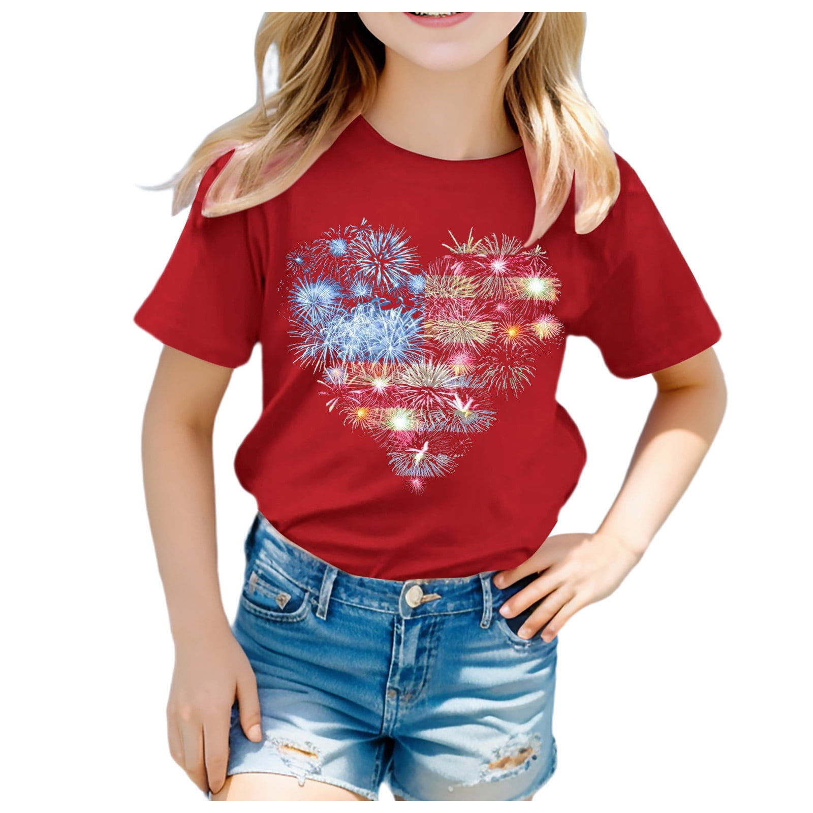 Xudanell Tank Tops for Girls Independence Day Prints T Shirt Love 4th ...