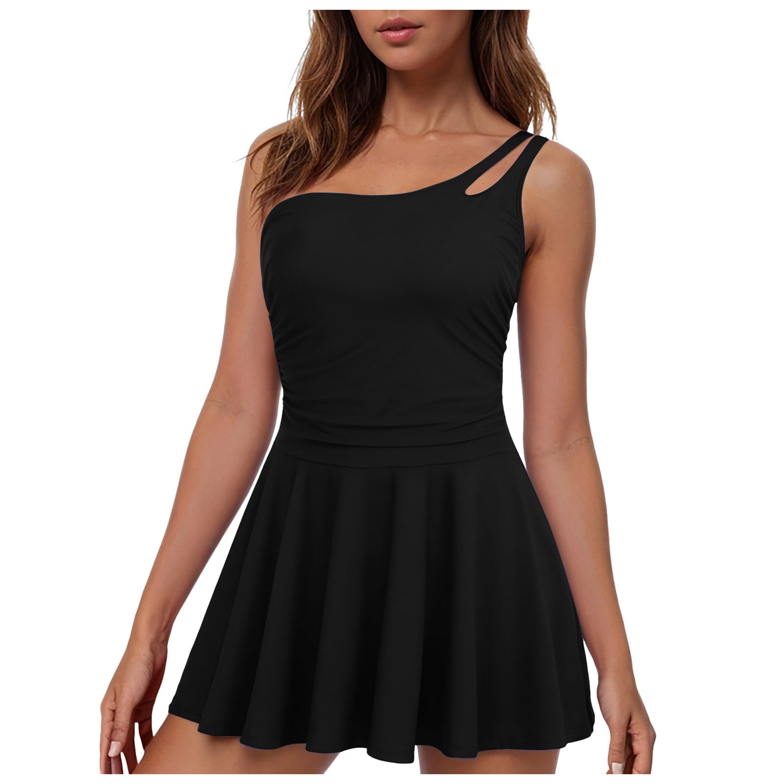 Xudanell Women’S One-Shoulder Tummy Manage Swimdress, Stylish One-Piece ...
