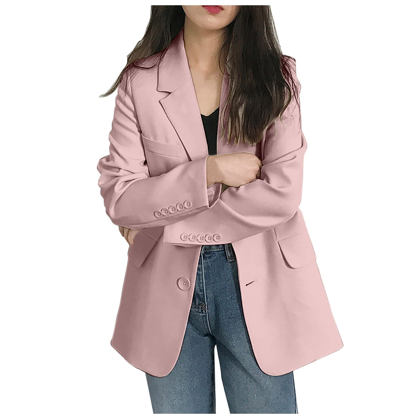 Xudanell Women's 3/4 Stretchy Ruched Sleeve Open Front Lightweight Work ...