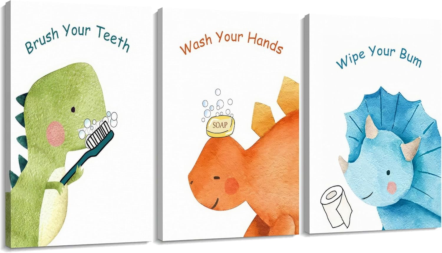 Xuen Dinosaur Bathroom Decor Wall Art d Toddler Kids Bathroom Poster ...