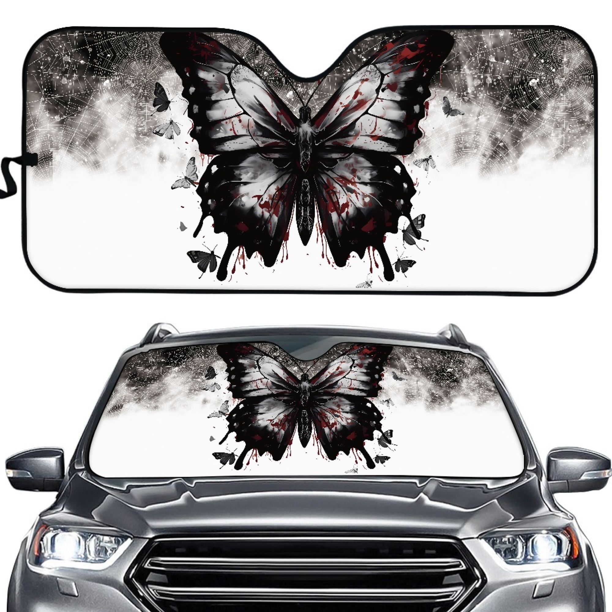Xuewen 1-Piece Butterfly Windshield Sun Shade Foldable Car Front Window ...