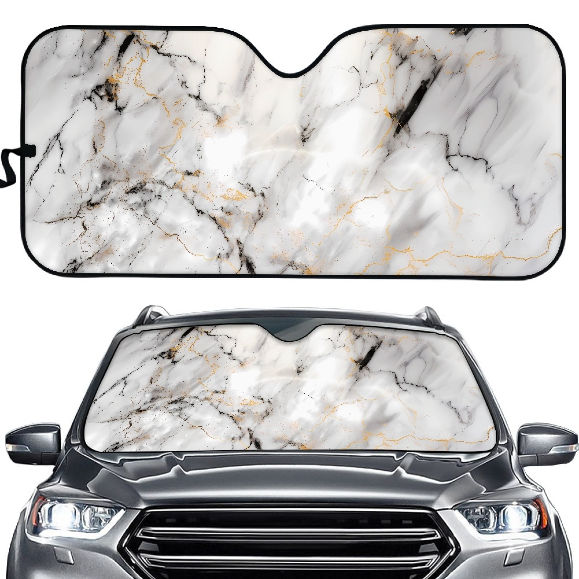 Xuewen 1-Piece Windshield Sun Shade Marble Design - Foldable Car Front ...