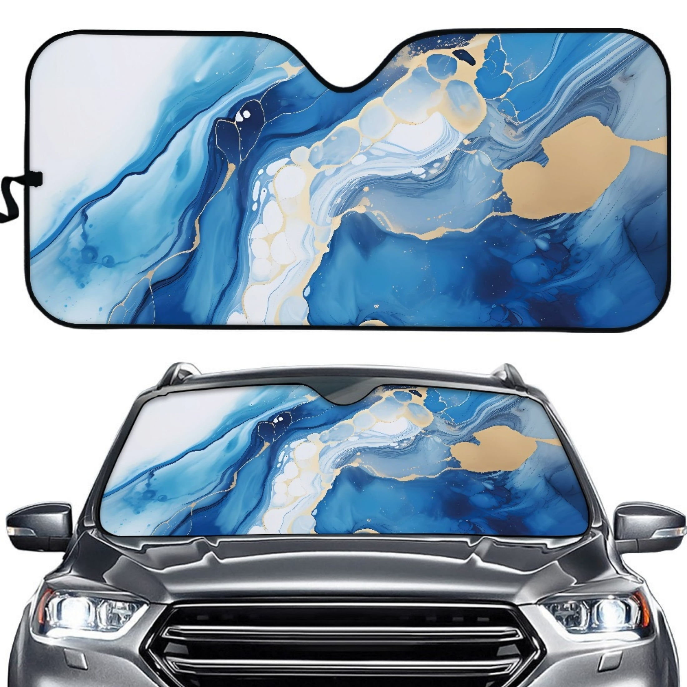 Xuewen 1-Piece Windshield Sun Shade Marble Design - Foldable Car Front ...
