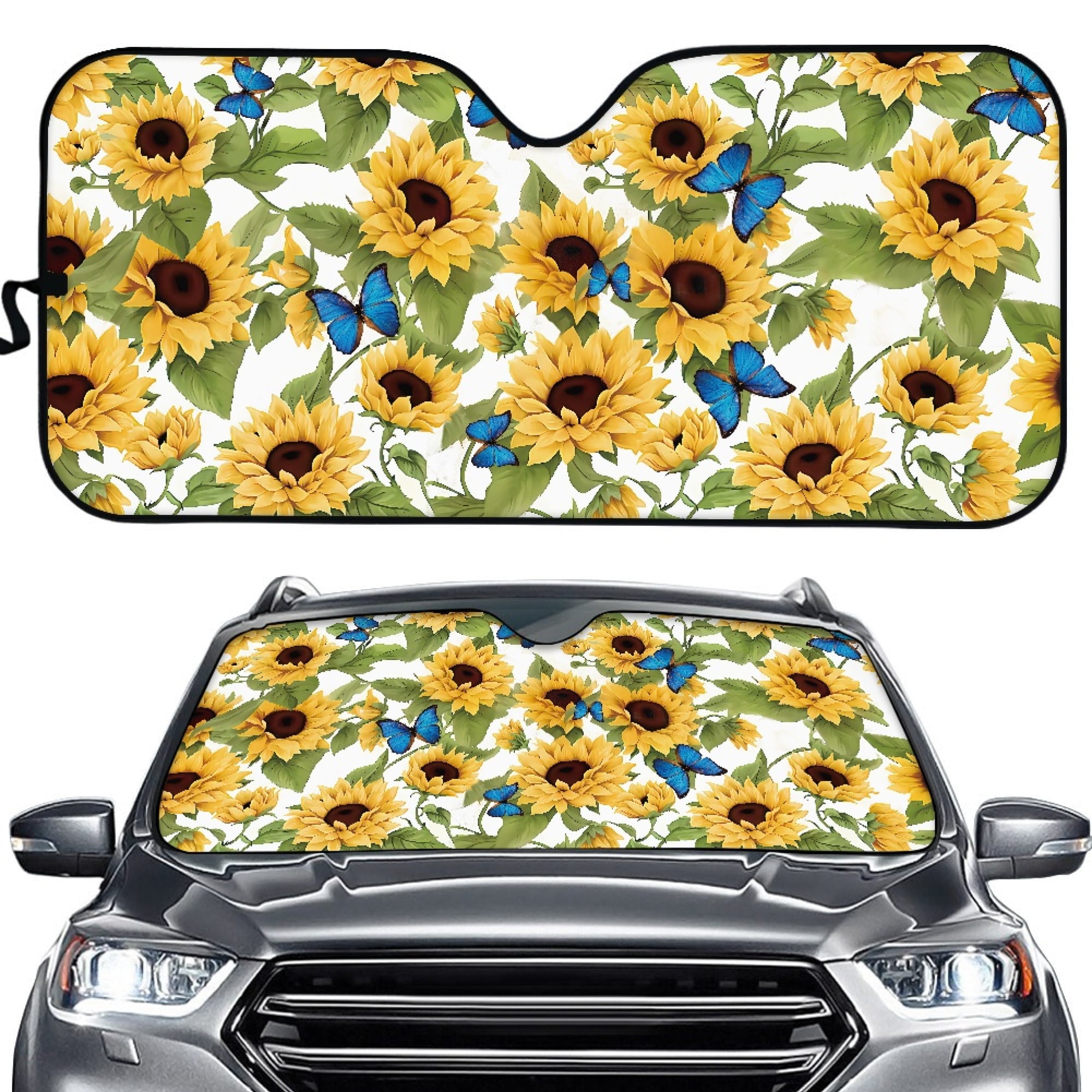 Xuewen 1-Piece Windshield Sun Shade Sunflower Design - Foldable Car ...