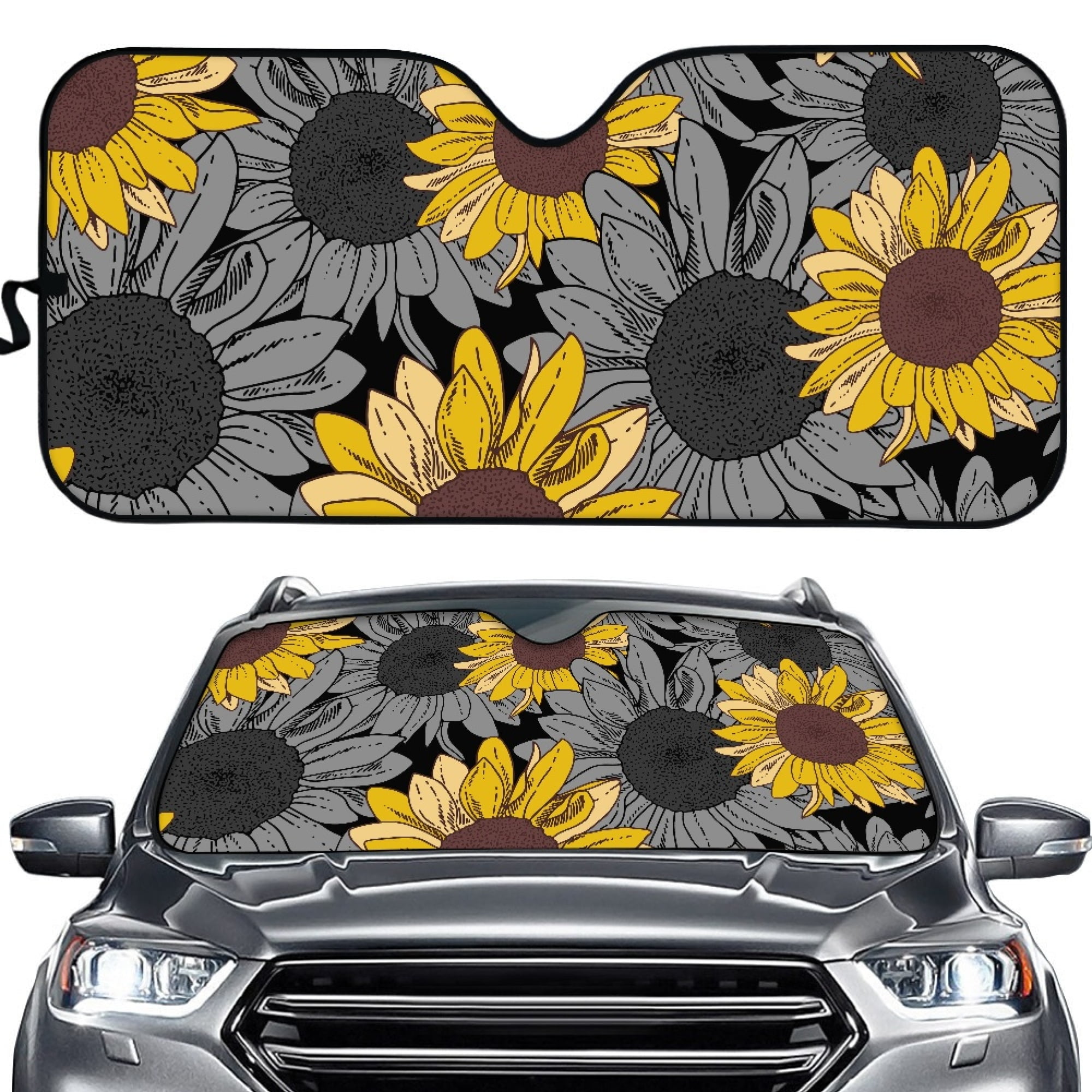Xuewen 1-Piece Windshield Sun Shade Sunflower Design - Foldable Car ...