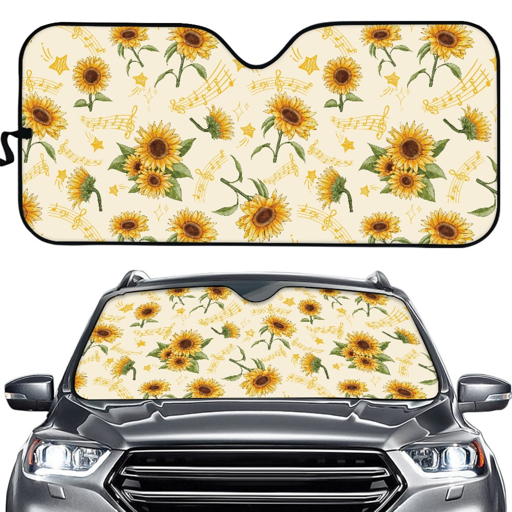 Xuewen 1-Piece Windshield Sun Shade Sunflower Design - Foldable Car ...