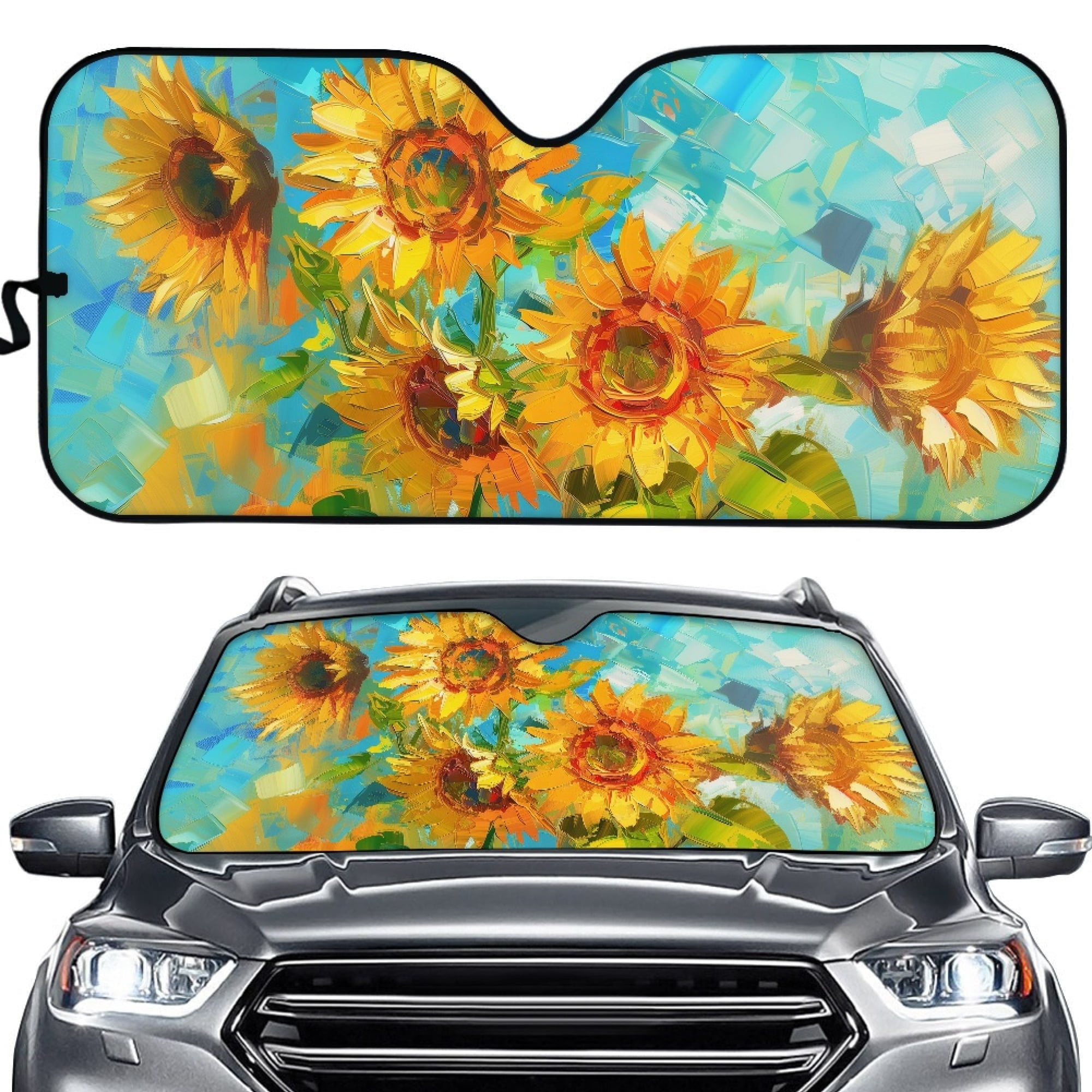 Xuewen 3D Print Windshield Sun Shade Fit for Cars,Trucks,SUVs,Sunflower ...