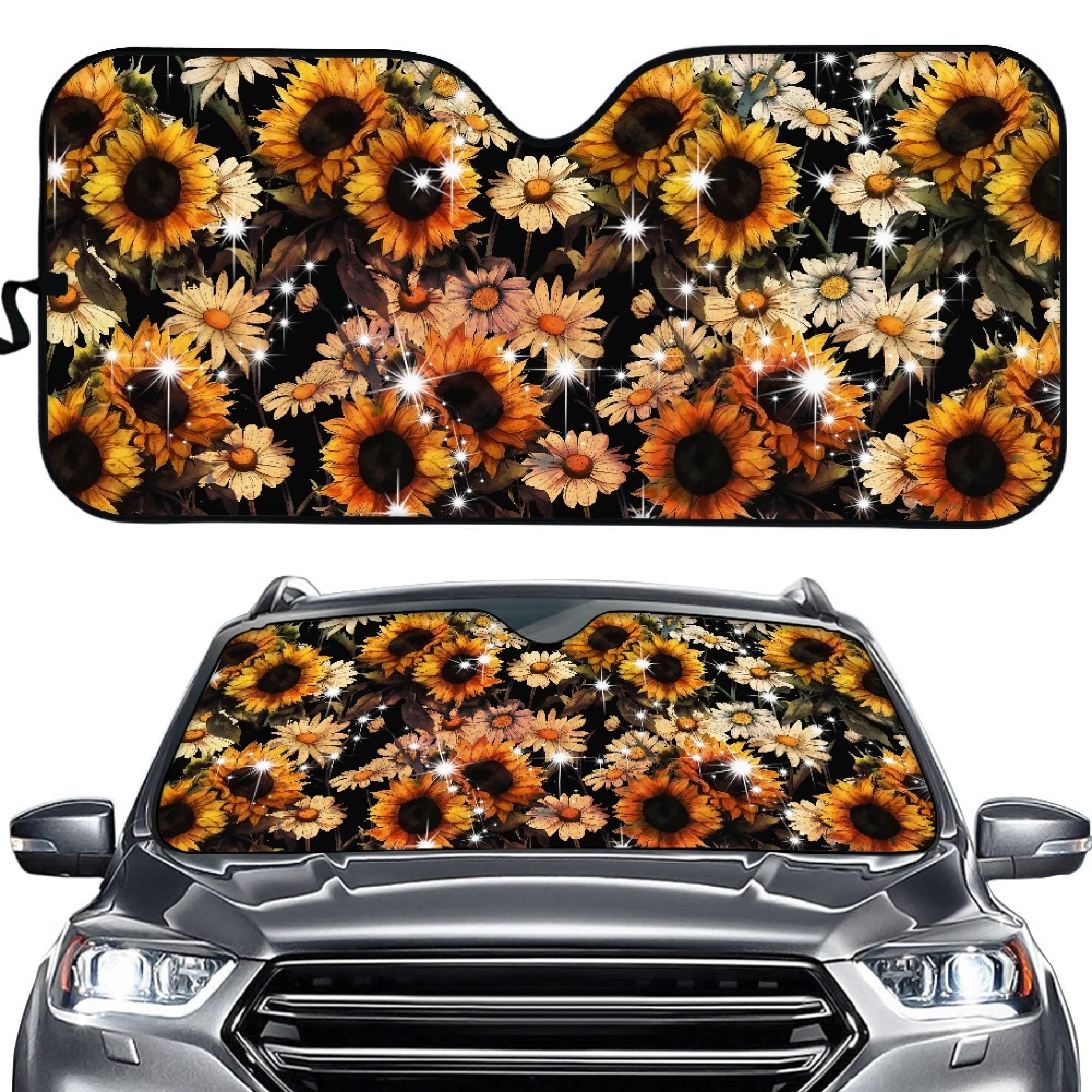 Xuewen 3D Print Windshield Sun Shade Fit for Cars,Trucks,SUVs,Sunflower ...