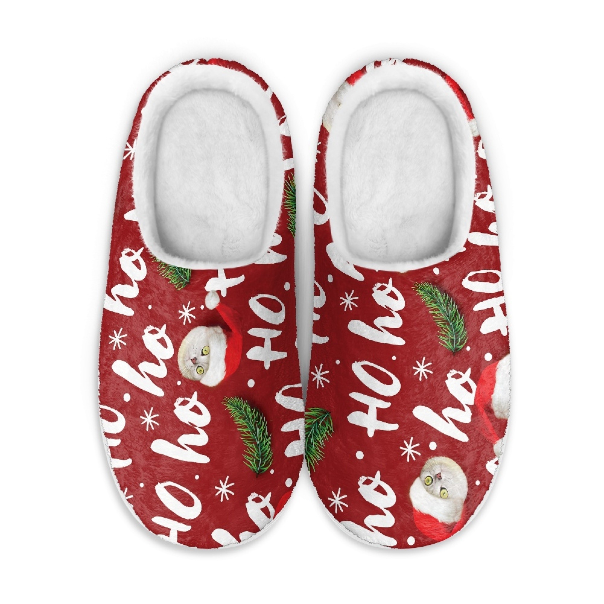 Xuewen Men's Women's Fluffy Slippers Santa Claus Pattern Slippers Fuzzy ...