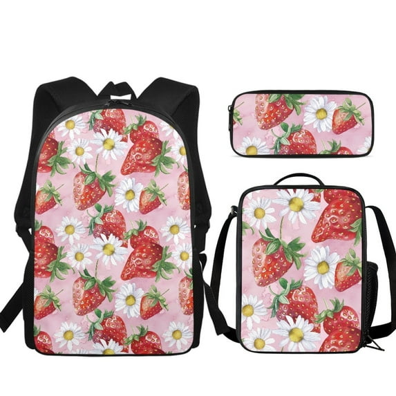 Xuewen Strawberry Backpack - Backpack Lunch Bag Pencil Case Combination ...