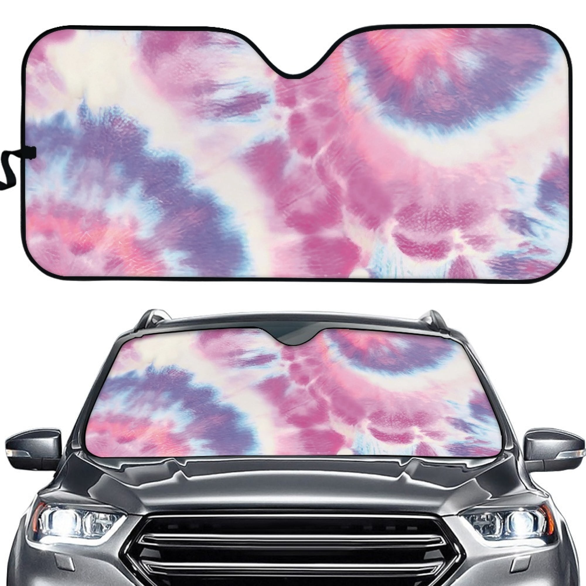 Xuewen Tie Dye Car Shade for Front Windows,3D Print Sun Shade for Car ...