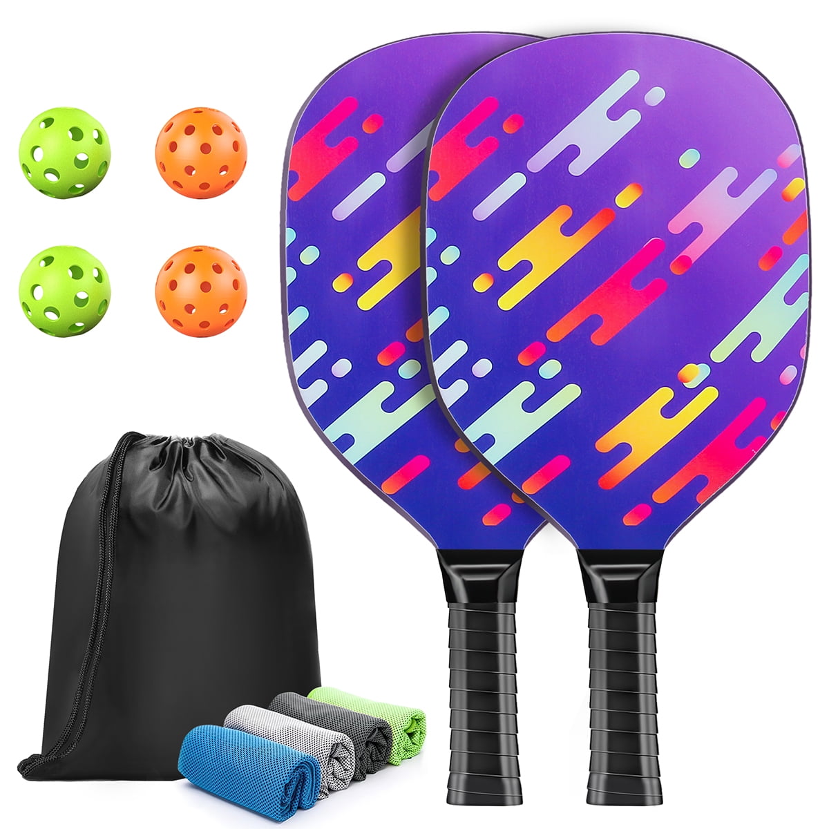 USAPA Approved Pickleball Paddle Set - Wood Rackets with Comfort Grip ...