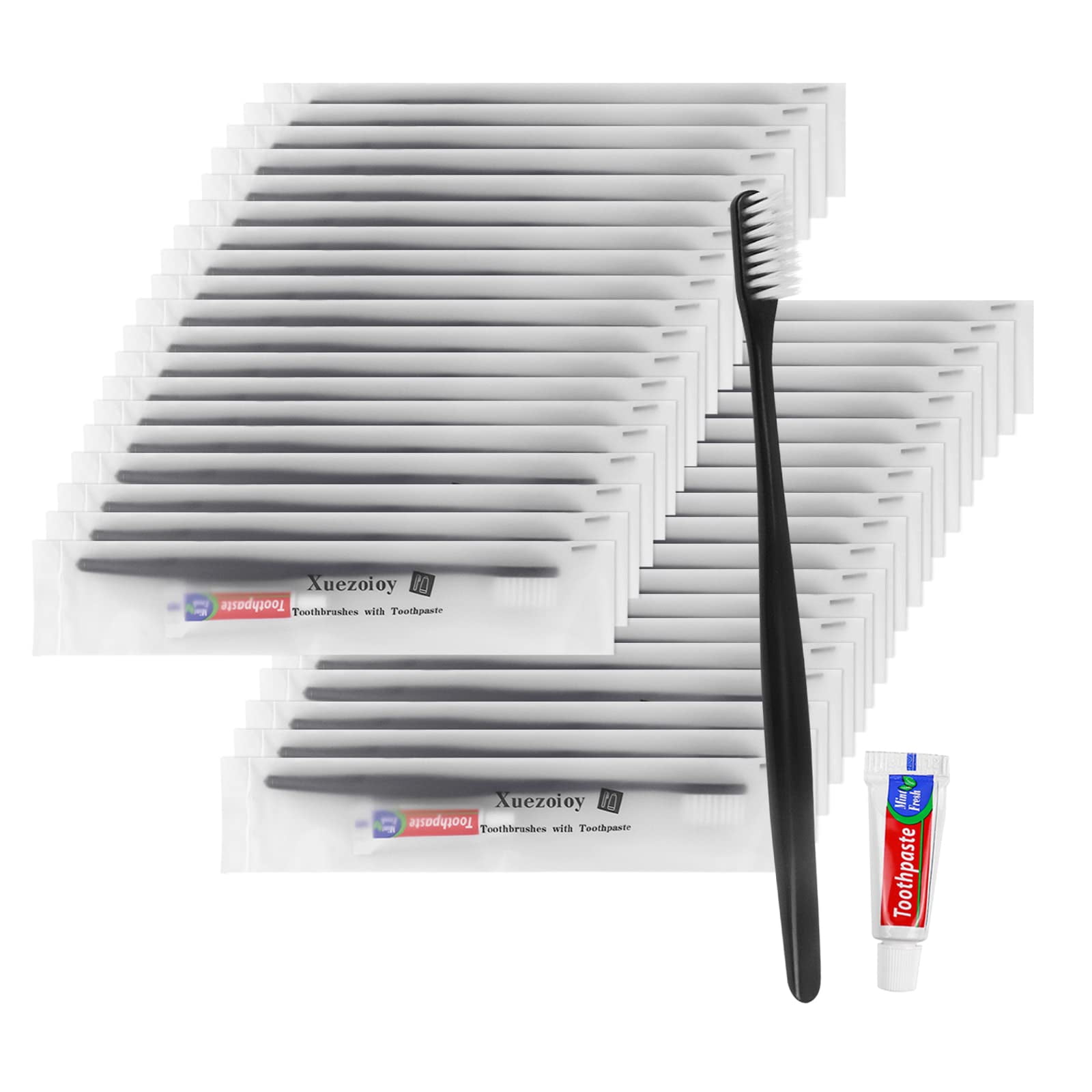 Xuezoioy Disposable Toothbrushes with OIF8 Toothpaste Pack of 50,Black ...