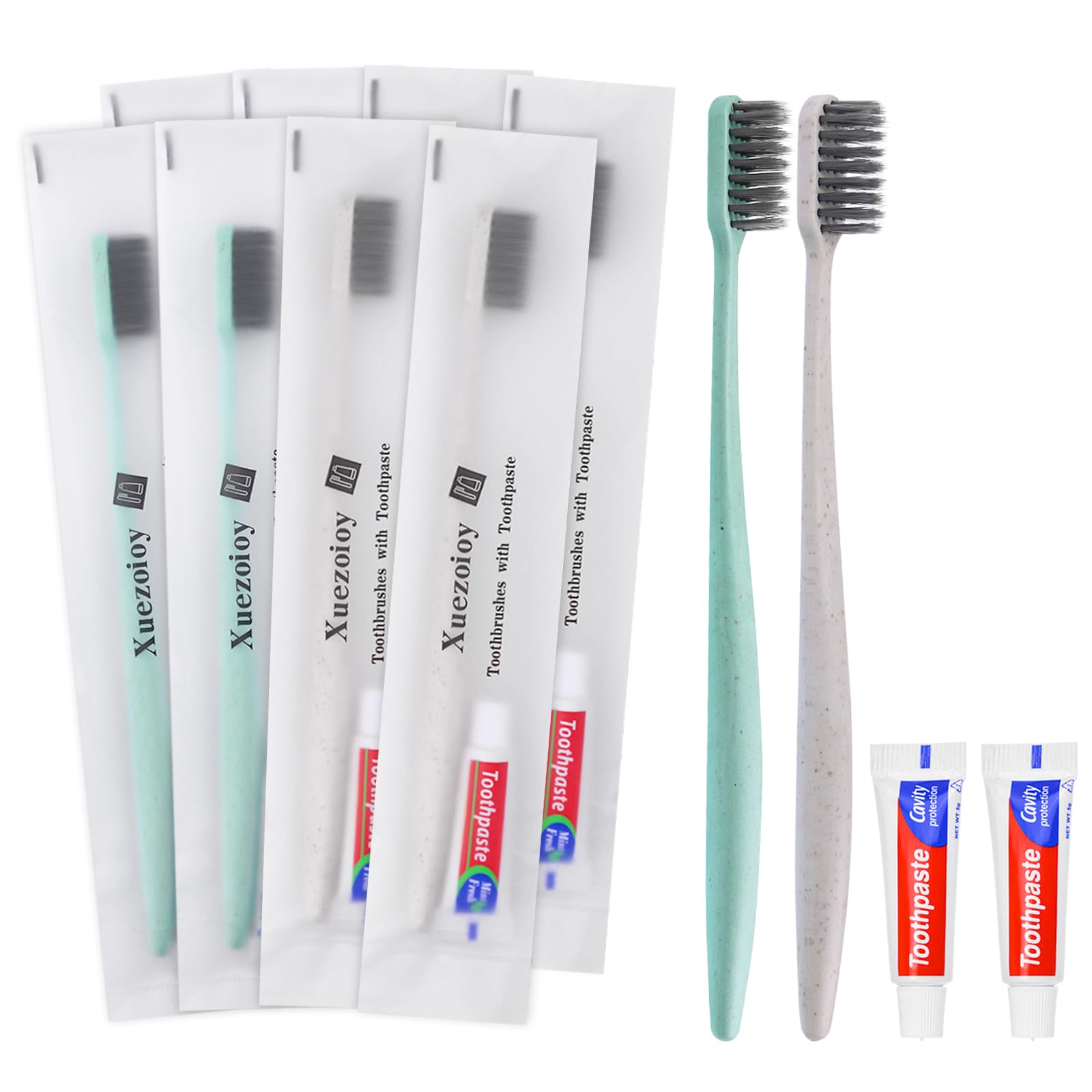Xuezoioy Disposable Toothbrushes with RRF12 Toothpaste,100 Pack ...