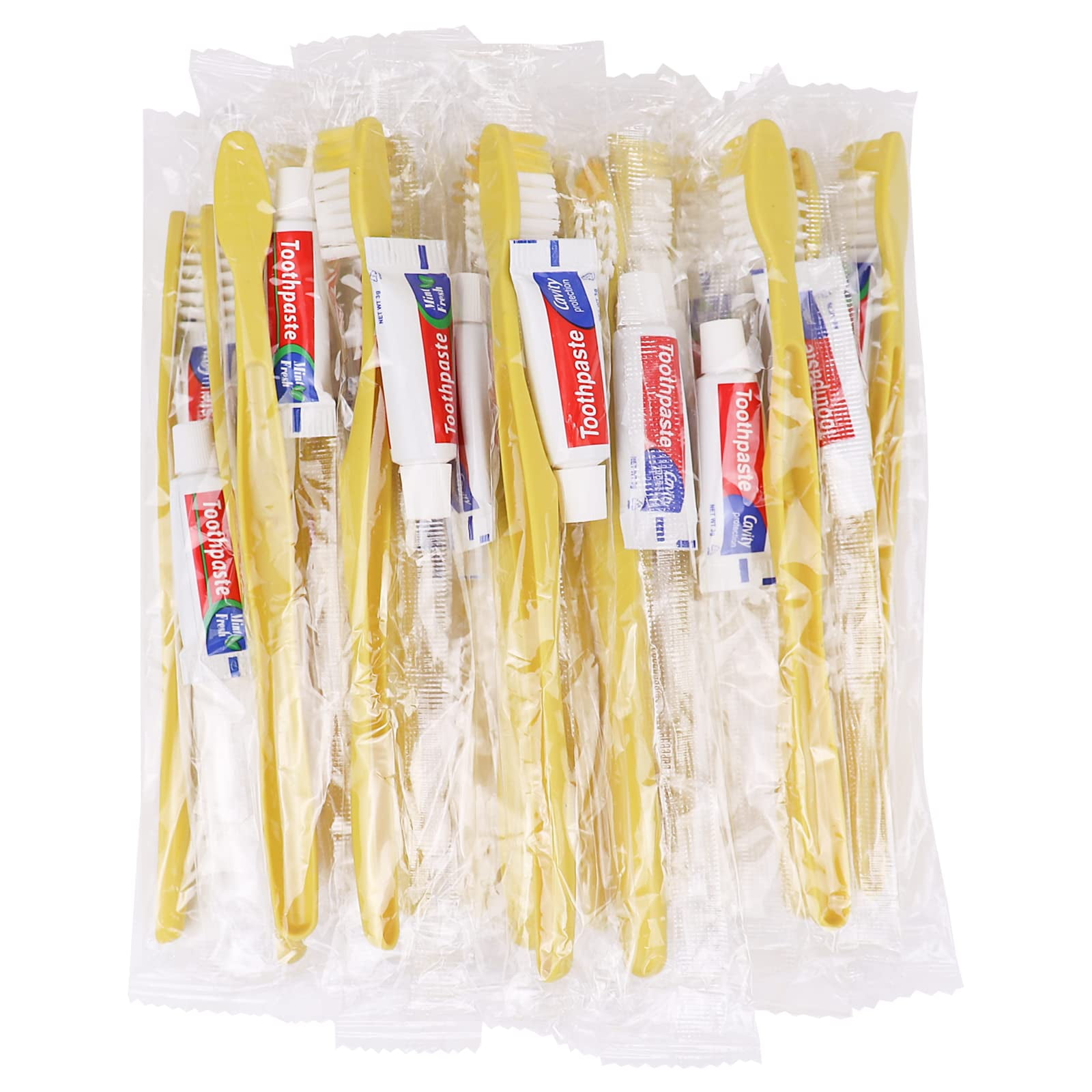 Xuezoioy Disposable Toothbrushes with RRF12 Toothpaste,200 Pack Yellow ...