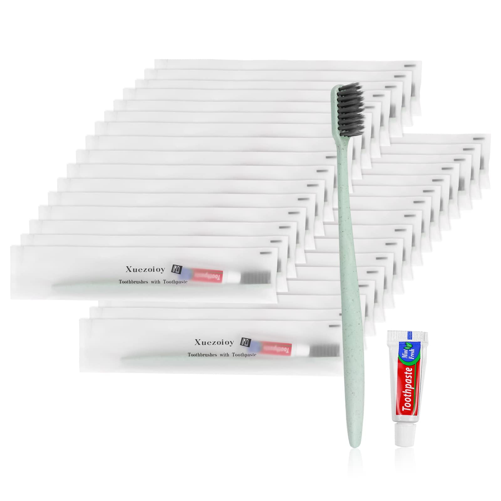 Xuezoioy Disposable Toothbrushes with Toothpaste,60Pack Green ...