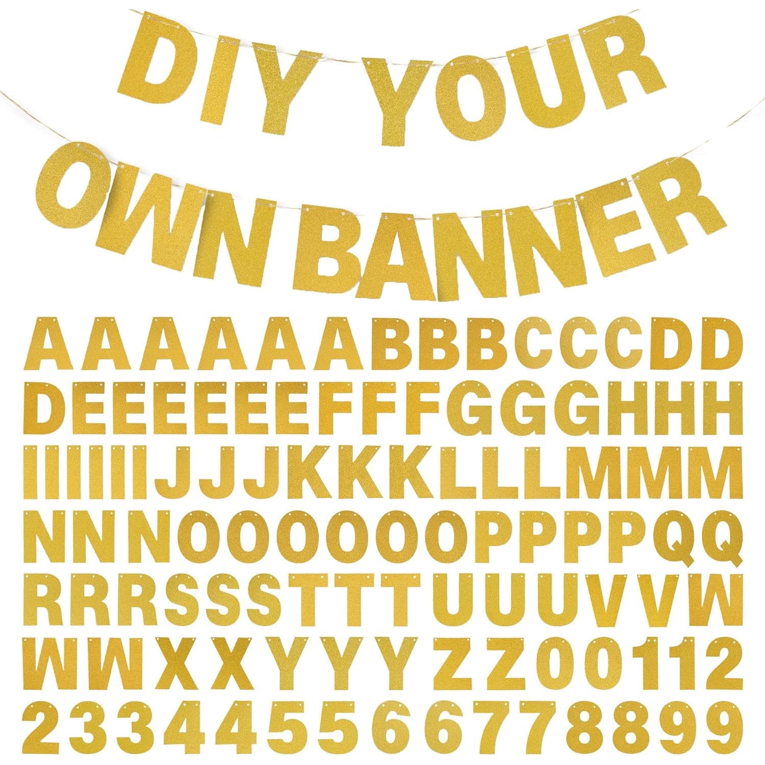 Xugoox 107 Pcs Gold DIY Make Your Own Banner Customizable Letters ...