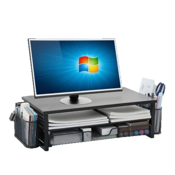 Xugoox Monitor Stand, Double-Layer Desktop Organizer with Drawers and ...