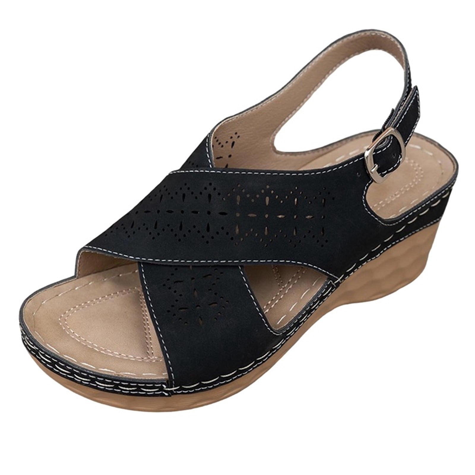 Xugsiok Wedge Sandals for Women Summer Versatile Height-Increasing Soft ...