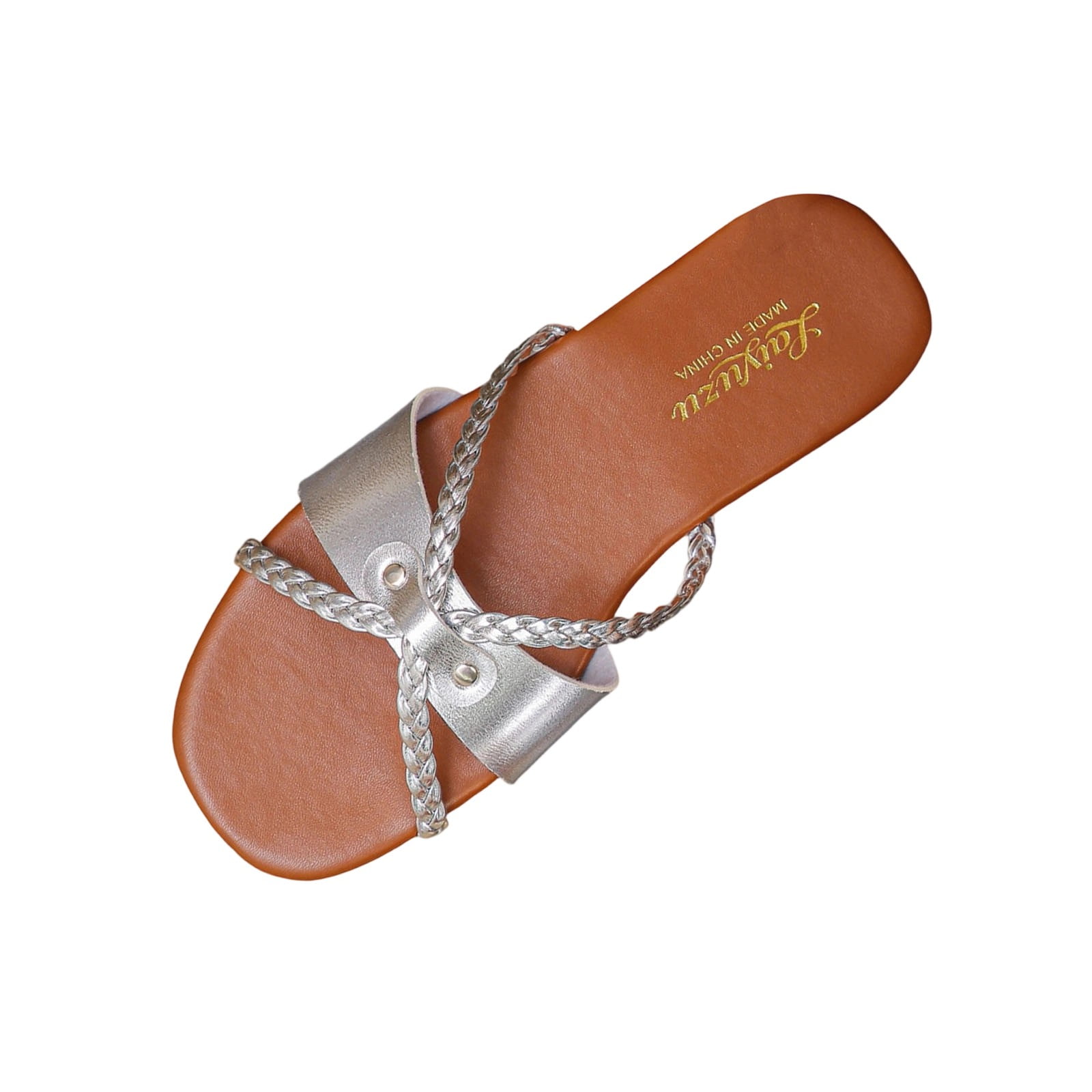 Xuhomer Summer Flat Slippers for Women Plus Size Solid Color intersect ...