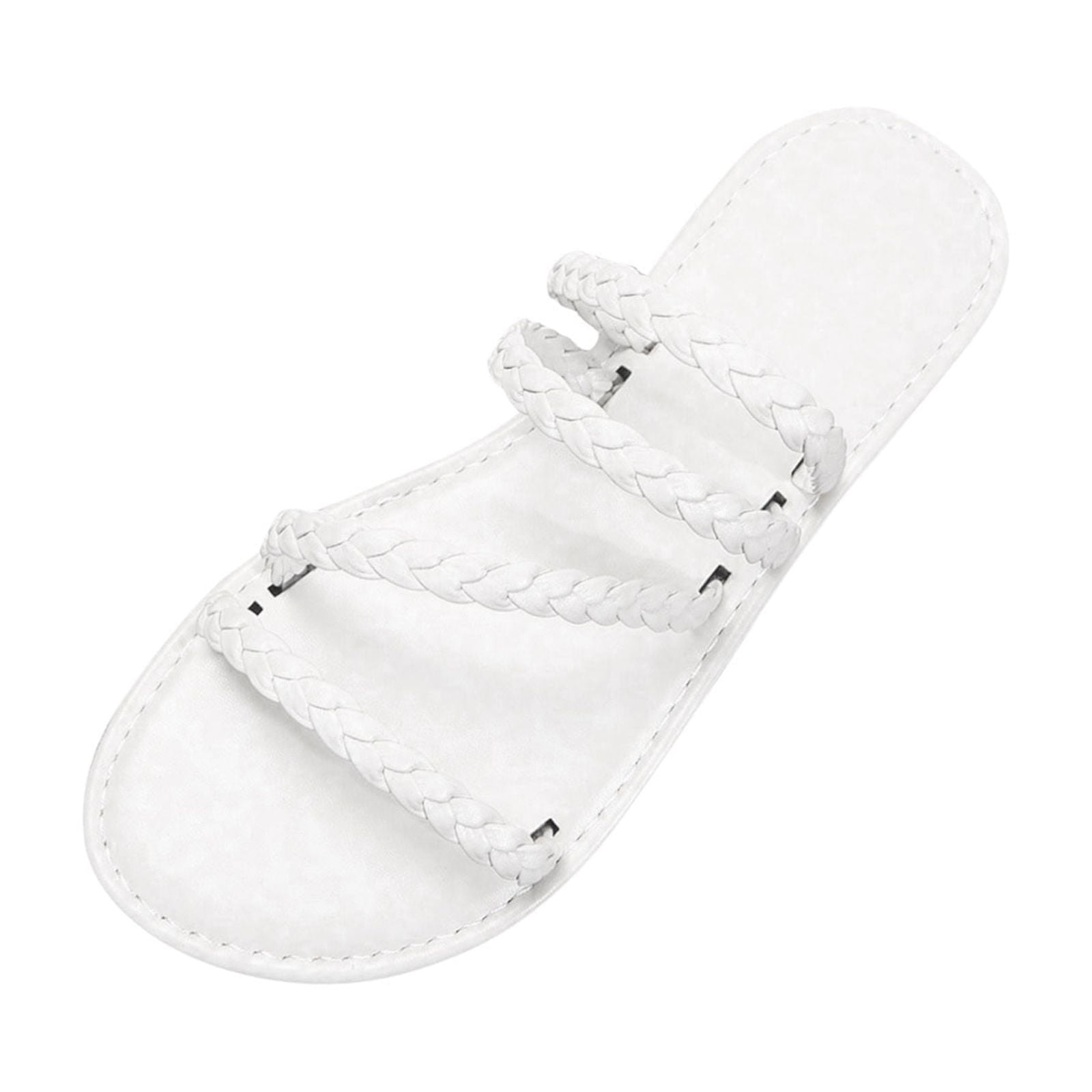Xuhomer Summer Flat Slippers for Women Round Head Open Toe Braided ...