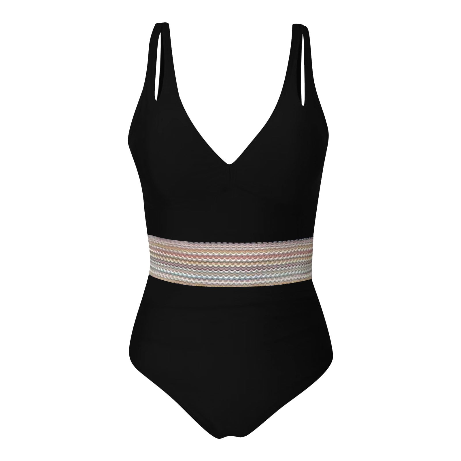 Xuhomer Summer Swimdress for Women V Neck Color Blocks Drawstring ...