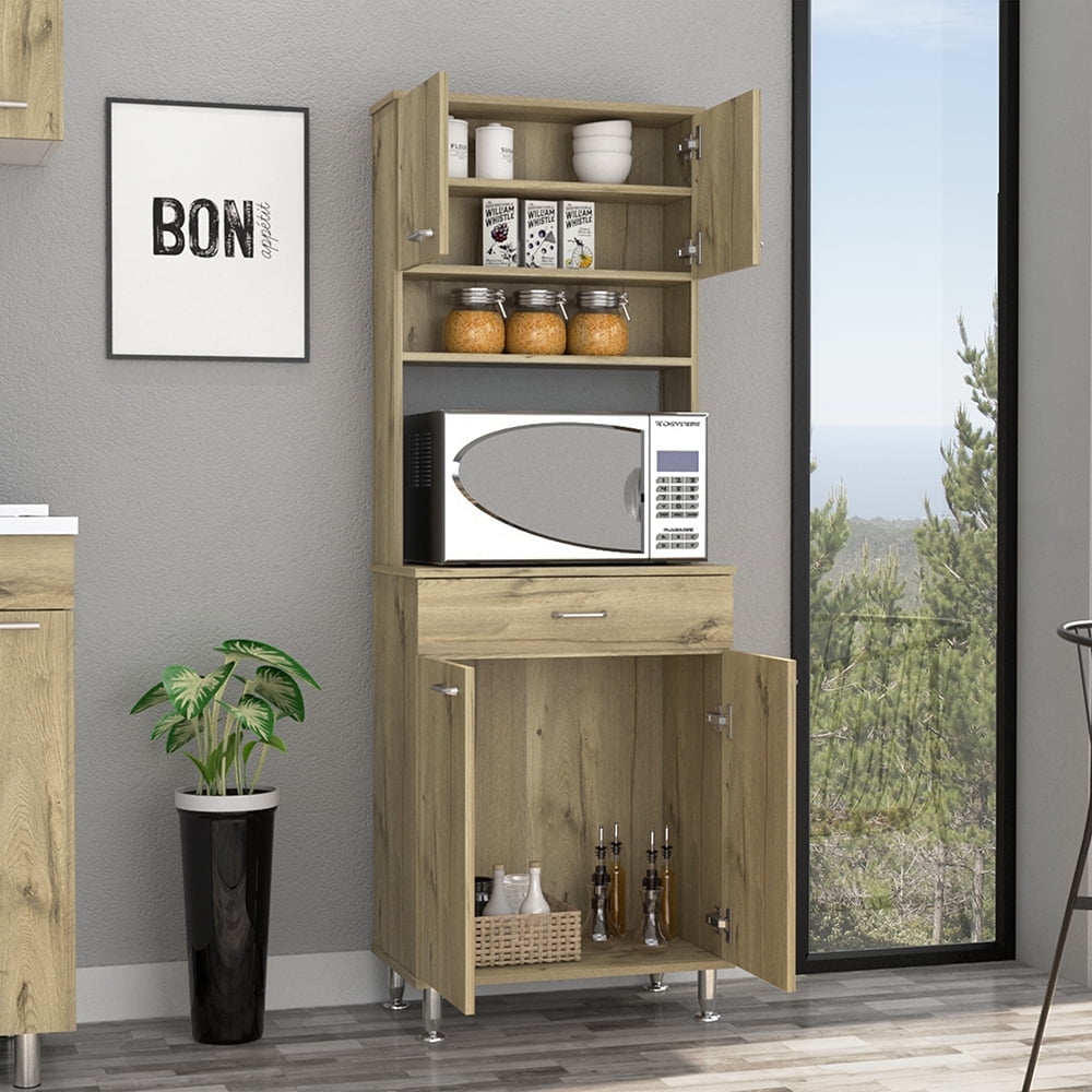 Xukmct 2 Door Pantry Cabinet with Drawer and Shelf, Perfect for Kitchen ...